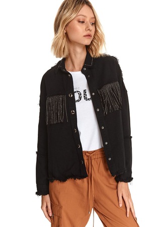 Top Secret, Jacheta cu franjuri, Negru, 38 - eMAG.ro