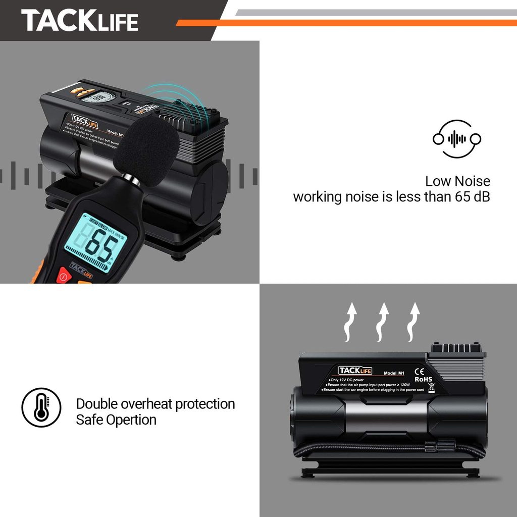 Compresor auto cu manometru digital, 40L/min, TackLife - eMAG.ro