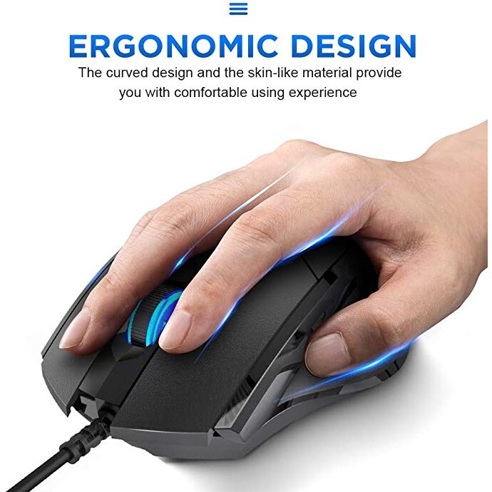 Mouse cu fir KC-PW1, 3 butoane, USB, Compatibil cu Computer, Laptop ...