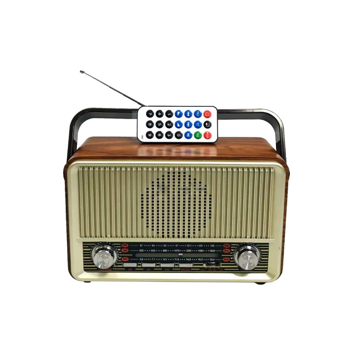 Radio Portabil Retro MD-510BT, Acumulator Incorporat, Telecomanda, Bluetooth, AUX, USB, TF Card ...