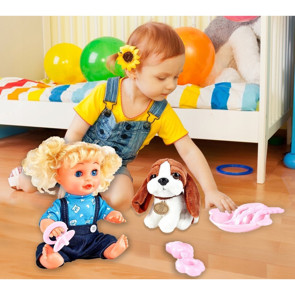 Set Papusa si Catel de Plus, cu Accesorii si Hainute Detasabile, Papusa ...