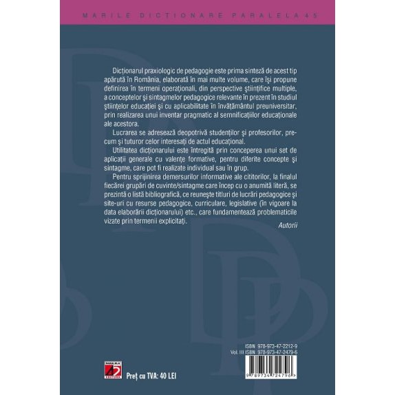 Dictionar praxiologic de pedagogie. Vol. III, Musata Dacia-Bocos ...