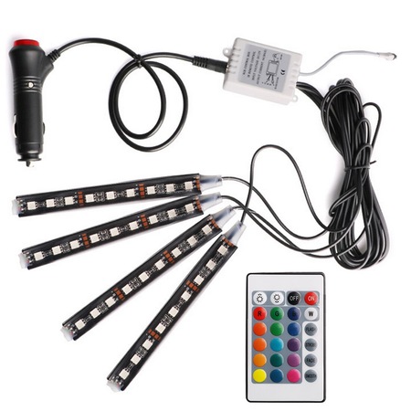 Kit banda LED RGB SIKS® 4 benzi autoadezive, decor masina cu ...