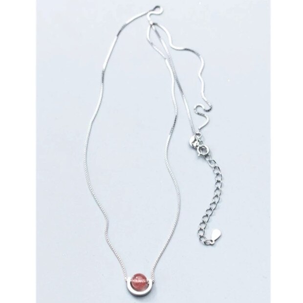 Lantisor argint, CRM, cu piatra cuart, roz - eMAG.ro