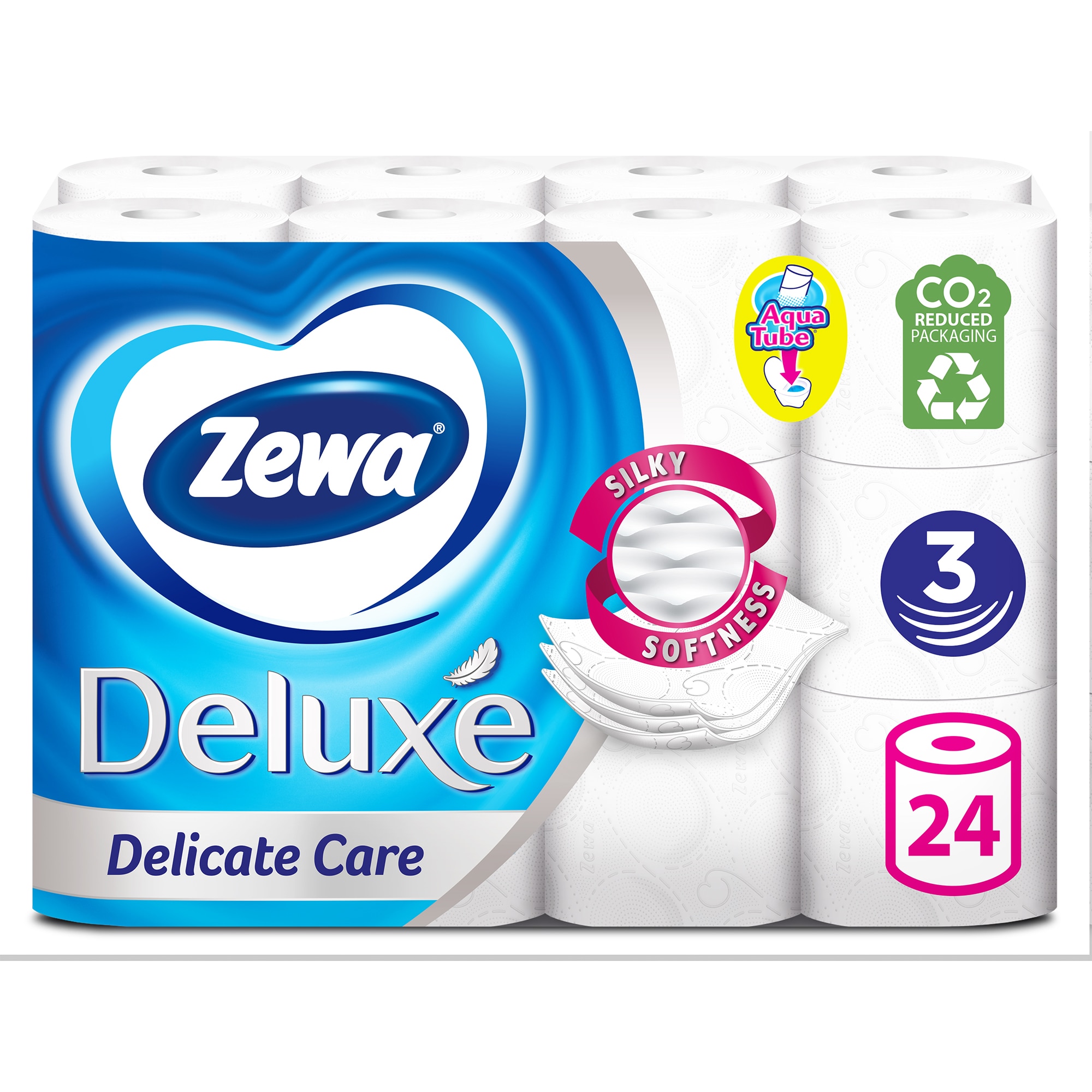 Zewa Deluxe 3 rétegű toalettpapír, Delicate Care 24 tekercs - eMAG.hu