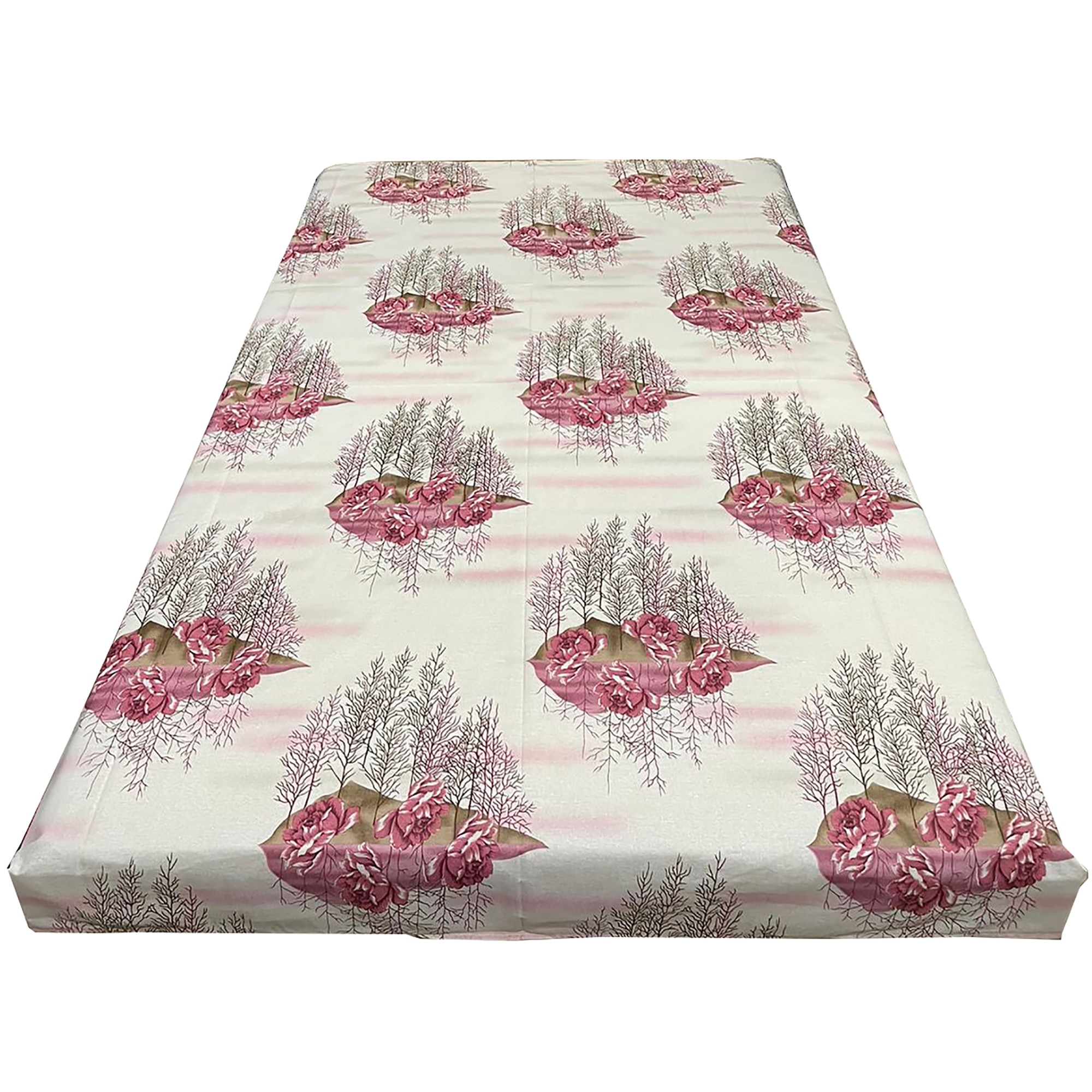 Cearceaf alb/roz 250x215cm pat dublu, pentru saltea mai mare de 180cm ...