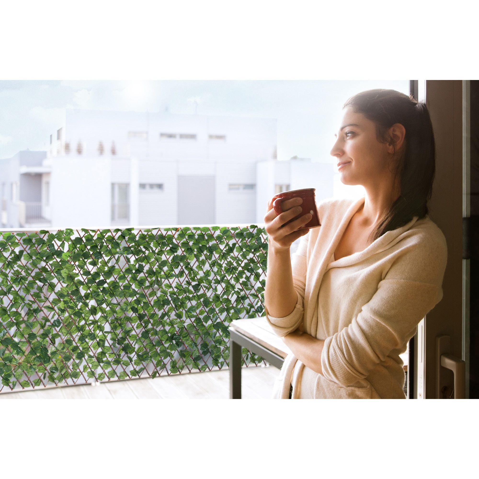 Paravan verde artificial extensibil din rachita si plante pentru Gard ...