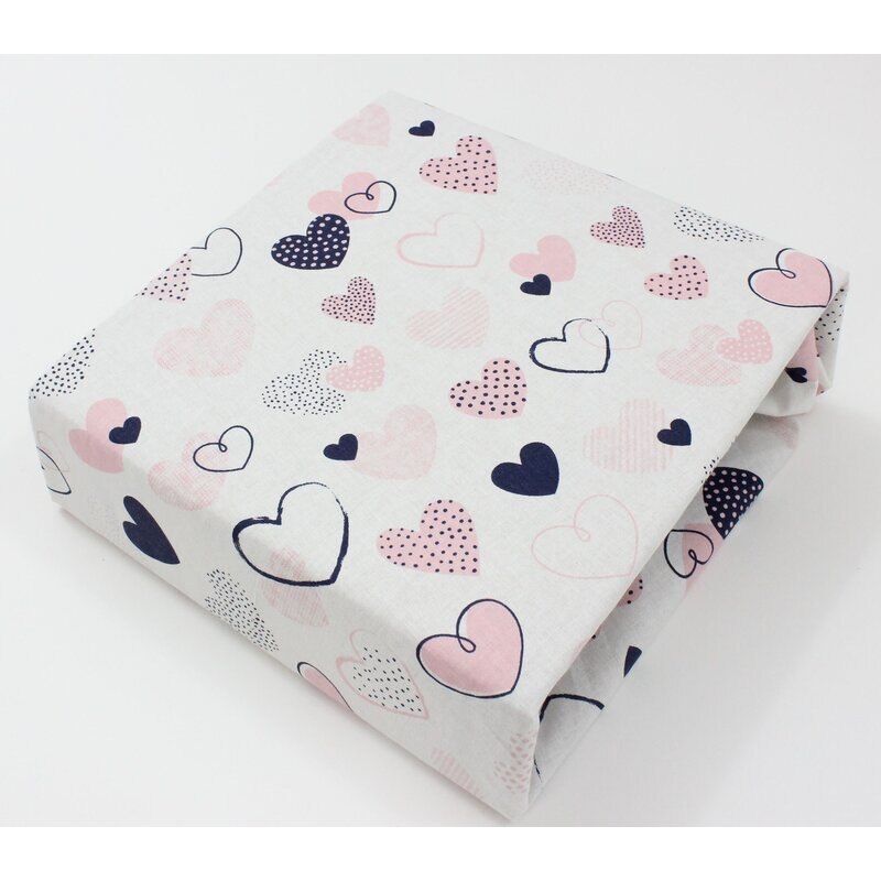 Cearceaf Prichindel, patut, alb cu inimioare roz 120x60 cm - eMAG.ro