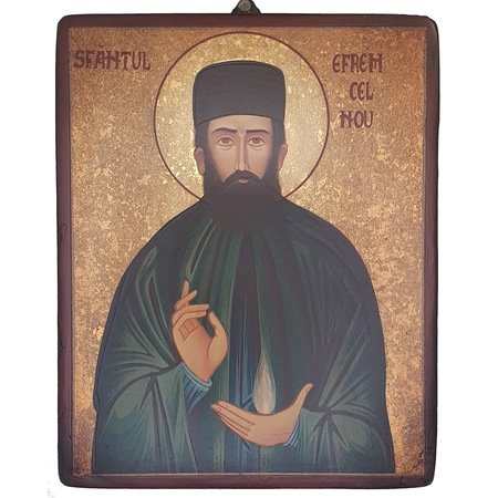 Икона Artizanat Opait, Рисувана върху дърво, Св. Ефрем Нови, 22x18cм ...