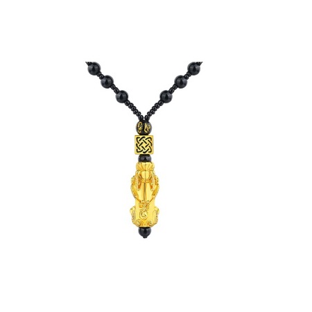 Lant Feng Shui Pi Xiu obsidian gravat cu mantre bogatie si noroc - eMAG.ro