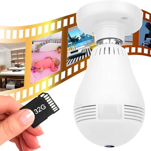 Bec cu camera Spion iUni B009, Full HD, Wi-Fi, Senzor de Miscare, Unghi ...