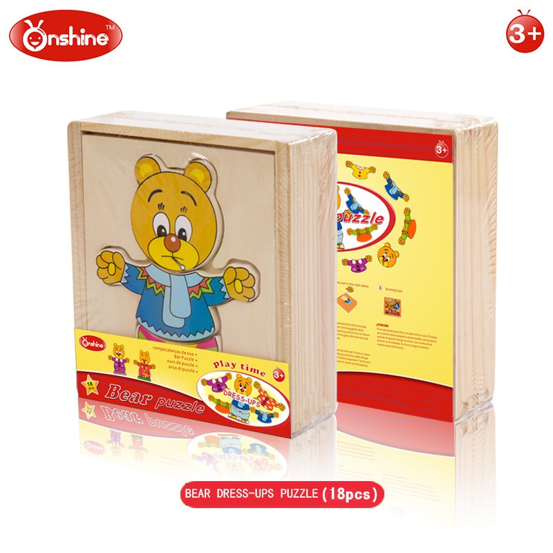 Puzzle, Imbracat ursuleti, Lemn, Multicolor - eMAG.ro