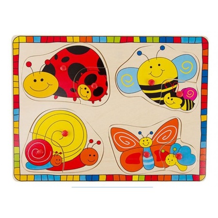 Puzzle insecte, Lemn, Multicolor - eMAG.ro