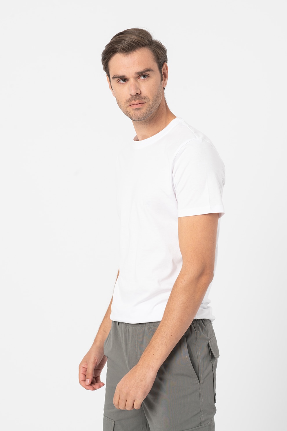Jack & Jones, Set de tricouri din bumbac cu decolteu la baza gatului ...