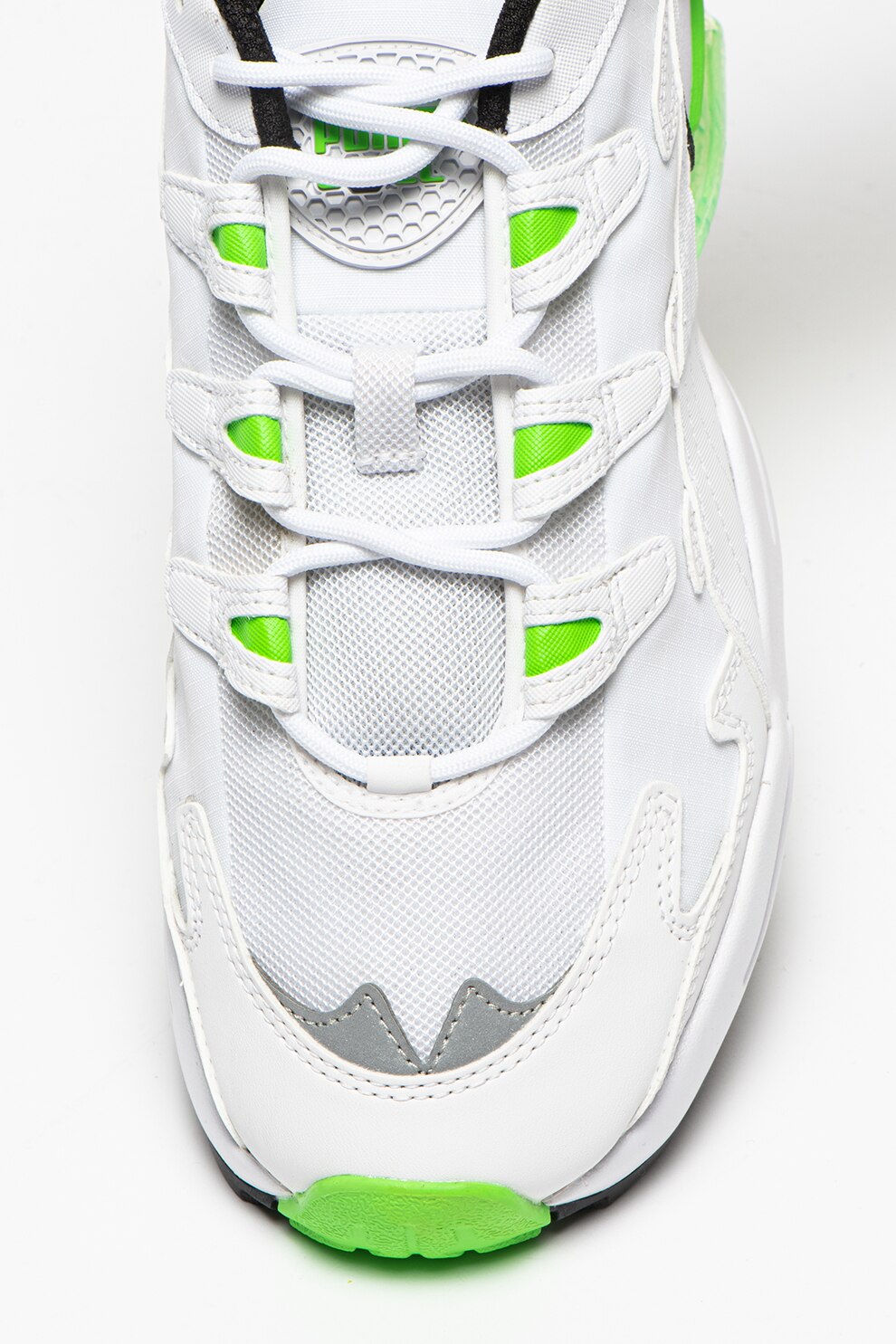 Puma, Спортни обувки Cell Alien Kite с цветен блок, Бял / Зелен / Черен ...