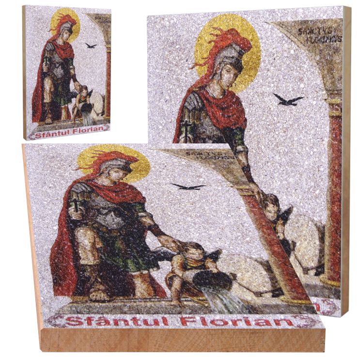 Icoana pe Coaja de OU, "Sfantul Florian-Patronul Pompierilor "-2, Ecoart Movement, suport de ...