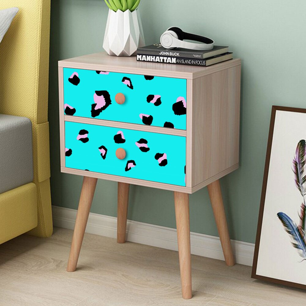 Autocolant Art Star pentru mobilier, Animal print pe fundal turcoaz ...
