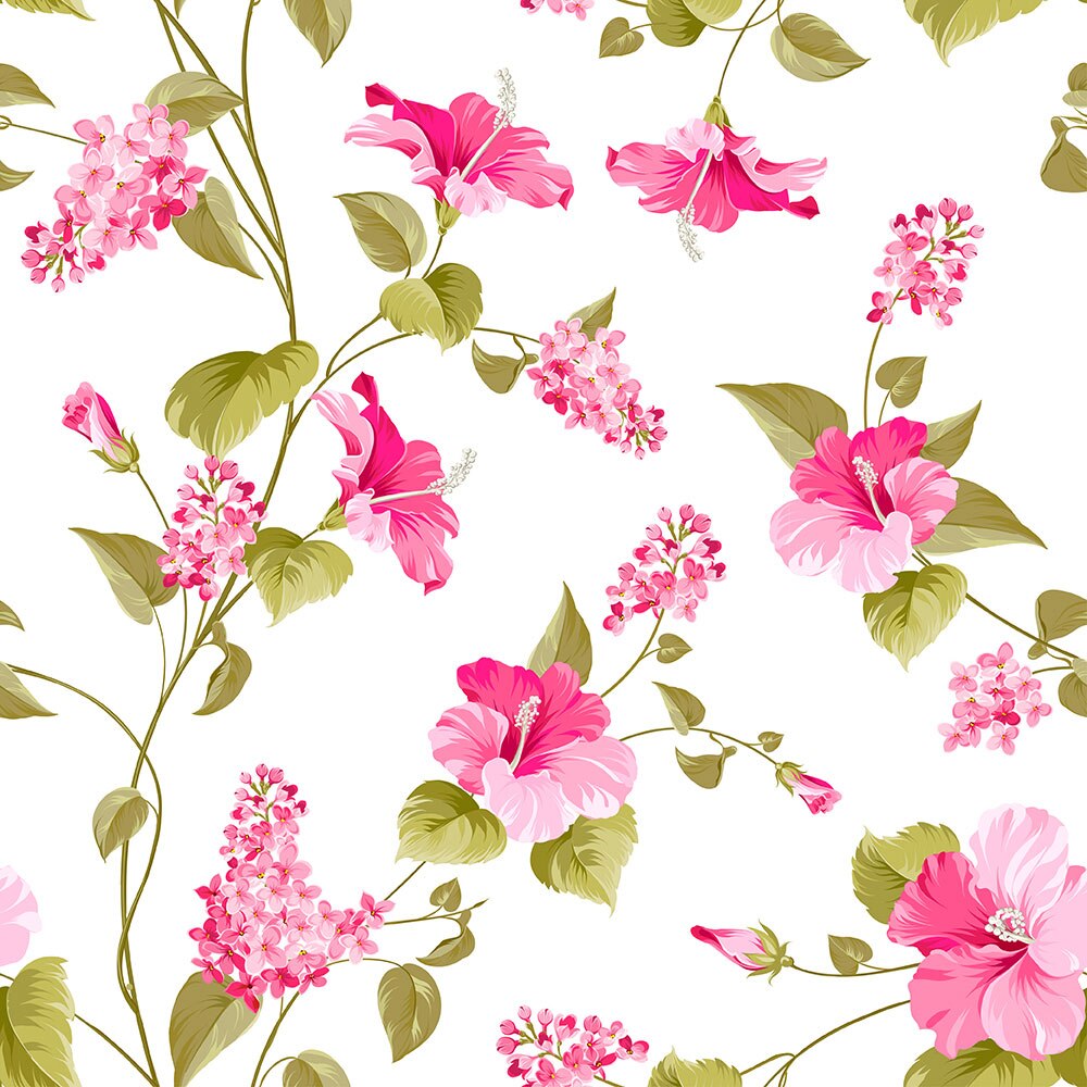 Autocolant Art Star pentru mobilier, Flori roz de primavara, Pattern ...