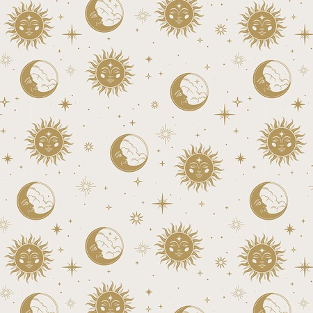 Autocolant Art Star pentru mobilier, Soare si luna pe fundal alb ...