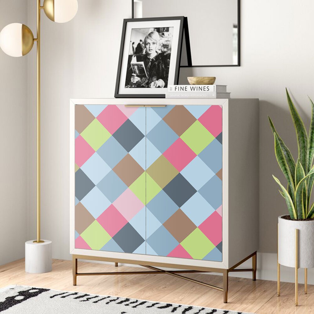 Autocolant Art Star pentru mobilier, Patrate colorate, inclinate ...