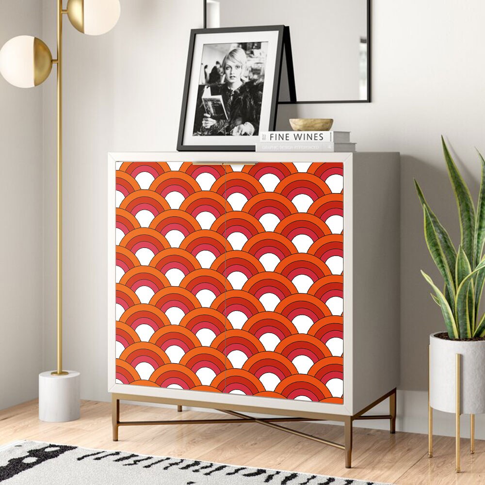 Autocolant Art Star pentru mobilier, Curbe rosii, Pattern, autoadeziv ...