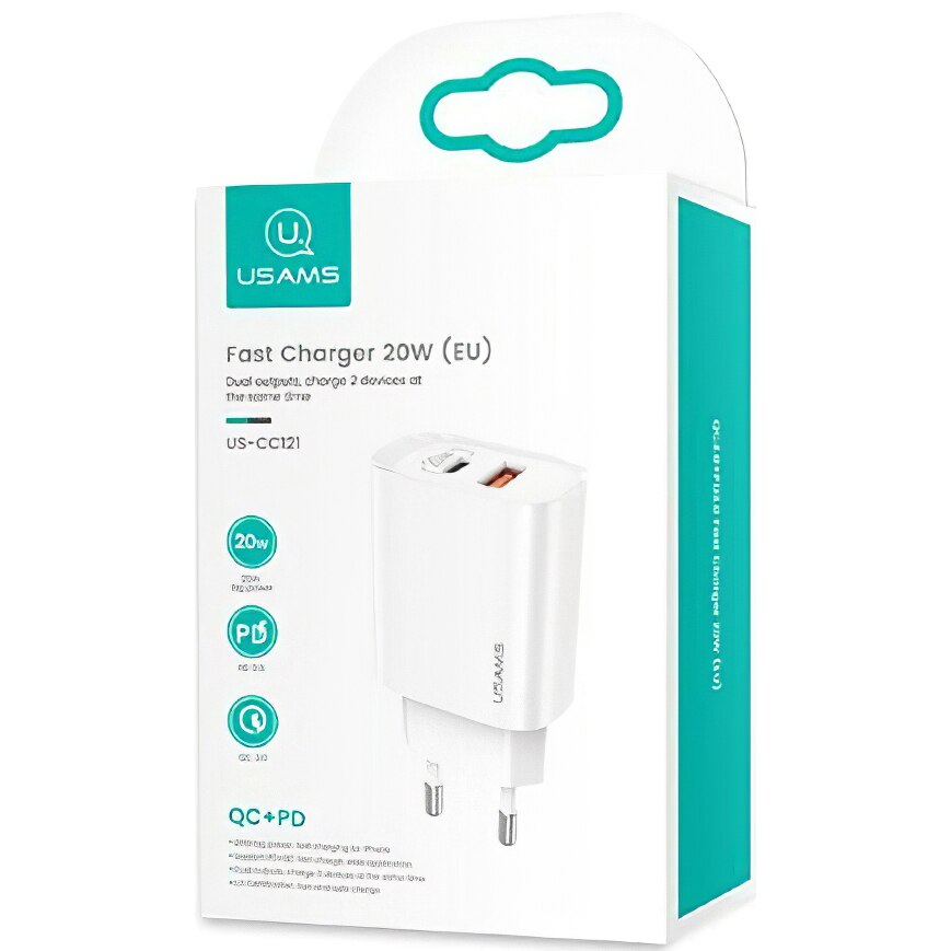 Usams T35 Usb Hálózati Töltő 1 X Usb 1 X Usb Type C 20 W Gyors
