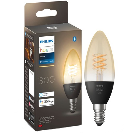 Bec LED inteligent vintage Philips Hue Filament Candle, Bluetooth ...