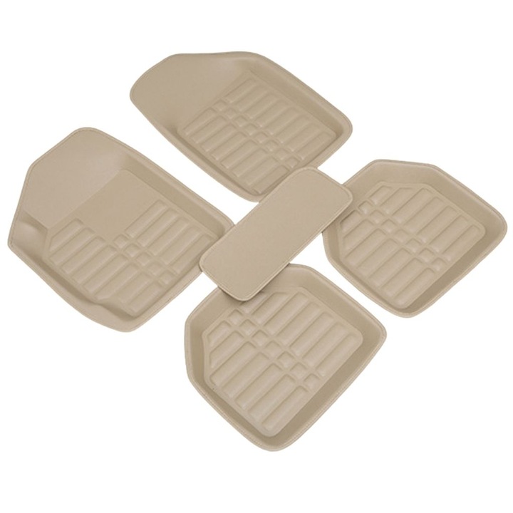 Set 5 Covorase Auto Presate Universale, Piele eco, Bej - eMAG.ro