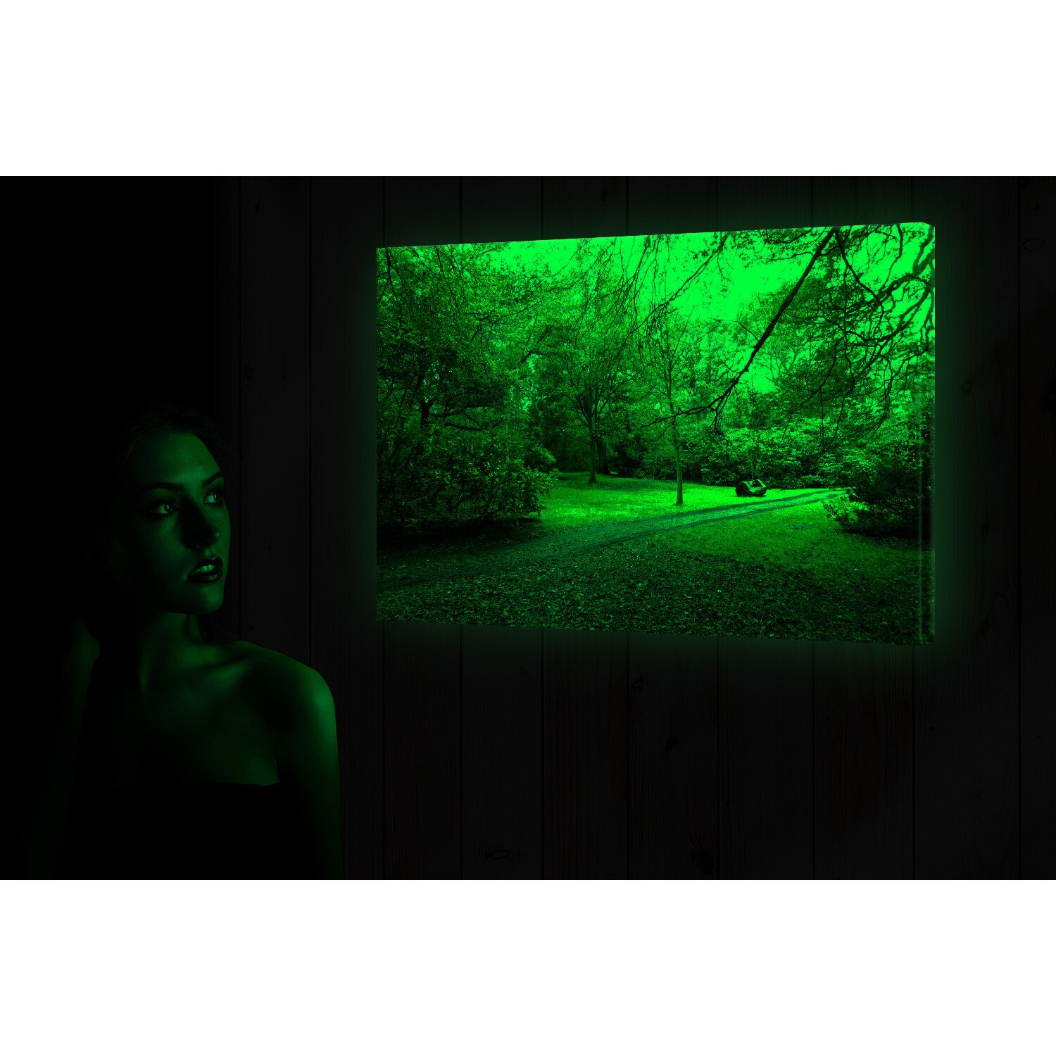 Tablou luminos in intuneric, GlowforHome, Frumoasa alee in parc, 60 cm ...