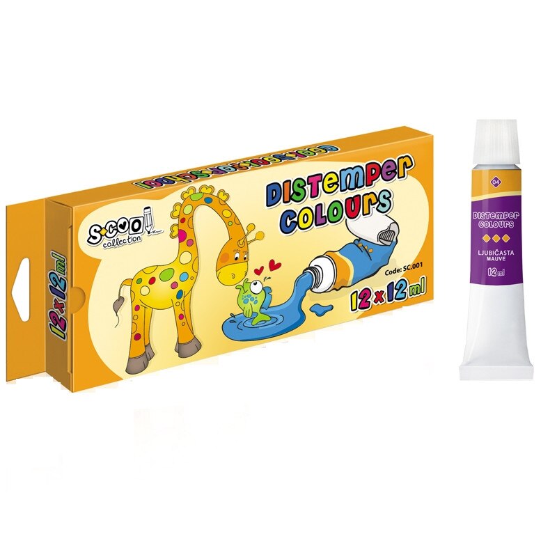 Set 12 tempera guase pentru copii, rezistente la expunere solara, 12 ml ...