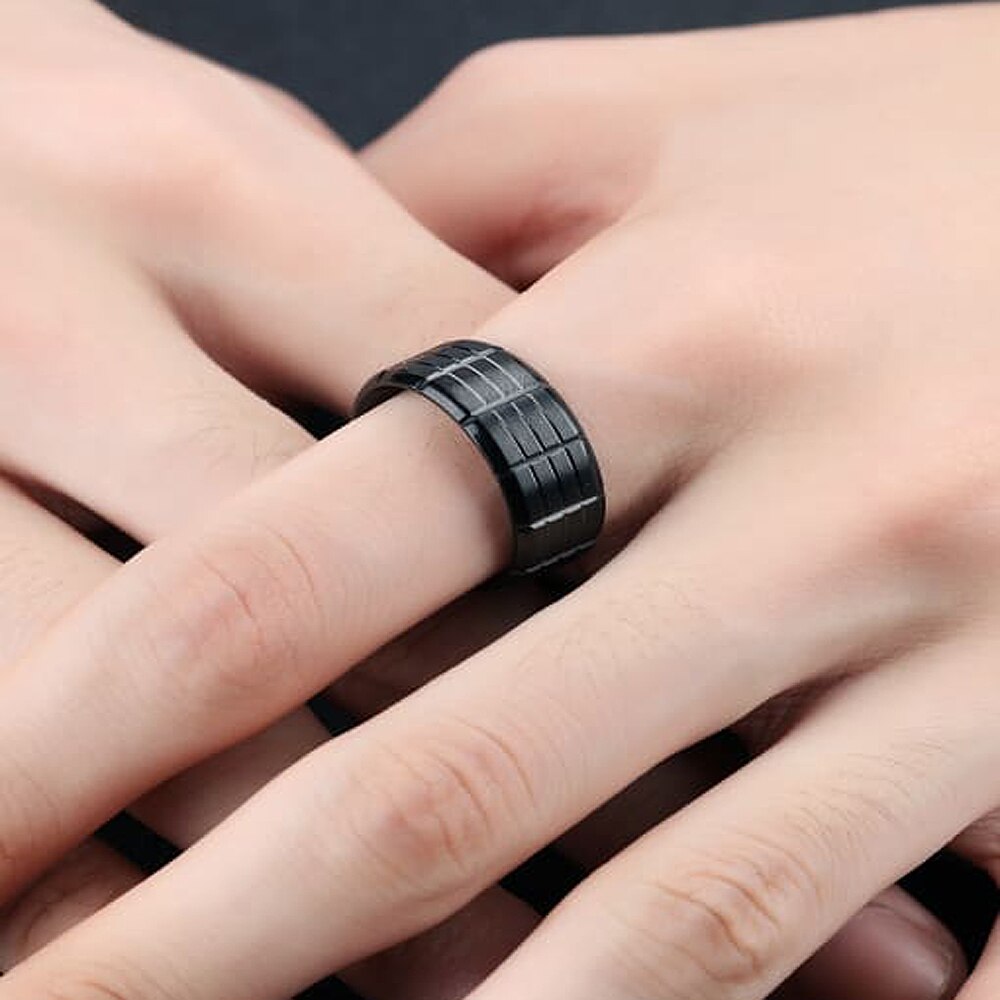 Inel titan 3600D,Negru,11 US,Sic Moda - eMAG.ro