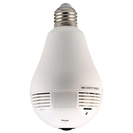 Bec cu camera spion Tiessa® - SpyCam, Wi-Fi, senzor de miscare, unghi ...