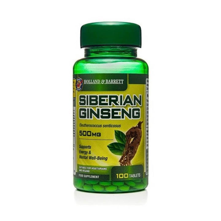 Ginseng siberian 500 mg Holland & Barrett, 100 comprimate - eMAG.ro