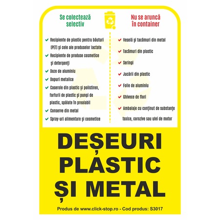 Deseuri Plastic si Metal - Indicator De Informare S3012, PVC (Komatex ...