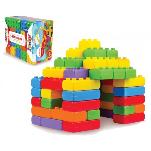 Set blocuri de constructie Junior Mario-Inex, 60 piese, Multicolor ...