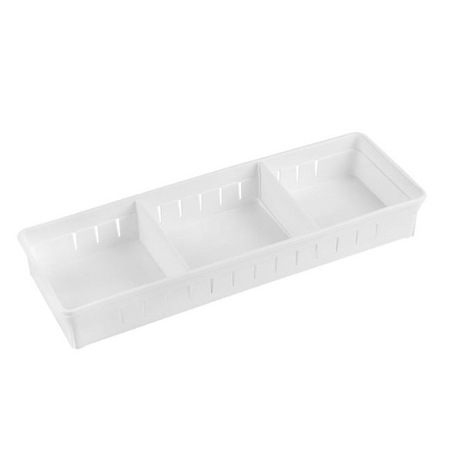 Organizator sertar din plastic cu 3 compartimente, Alb, 36x13x6 cm ...