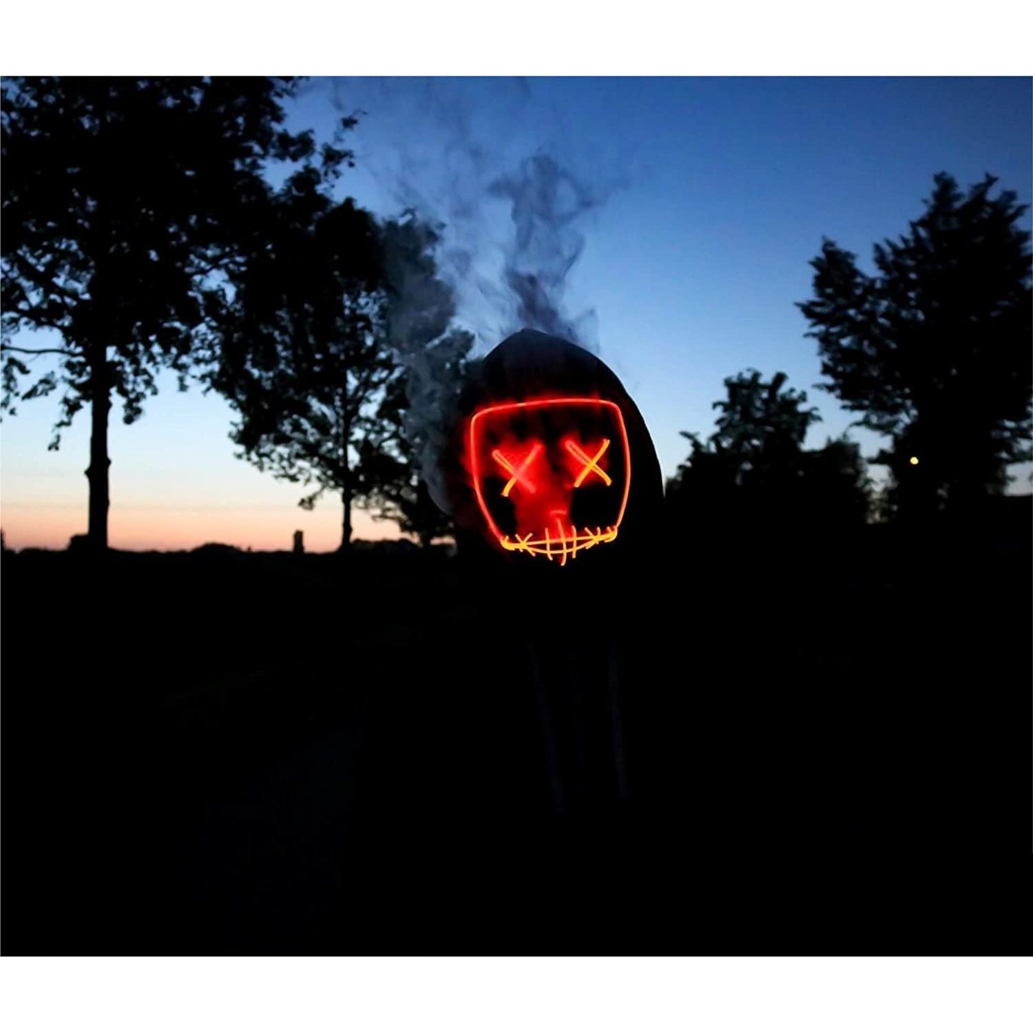 Masca Halloween cu led, cu fir electroluminescent neon, masca purge ...