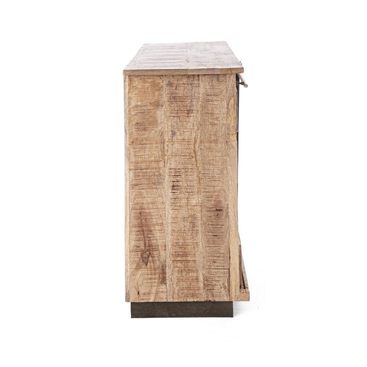 Comoda cu 4 sertare si 1 usa mobila din lemn mango maro gri Tudor 90 cm ...