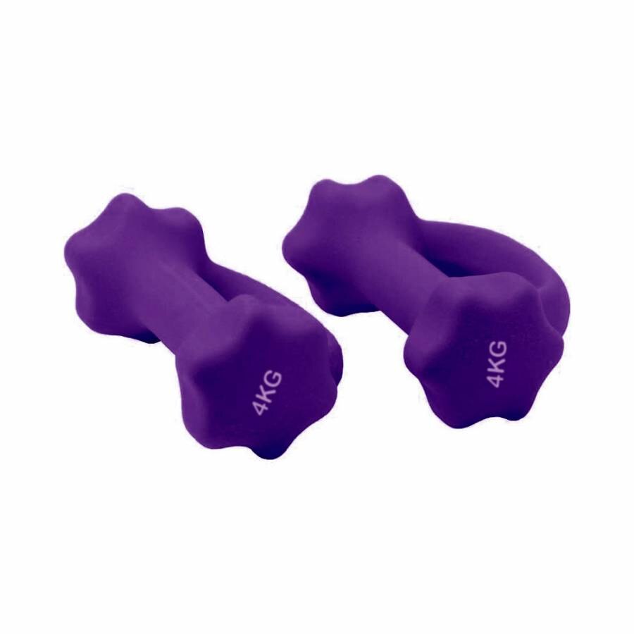 Set 2 greutati fitness x 4 kg, Spartan, neopren, mov, forma hexagonala ...