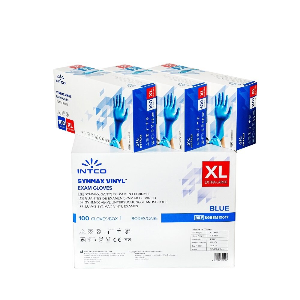 Комплект от 3 кутии винилови ръкавици INTCO за еднократна употреба ...