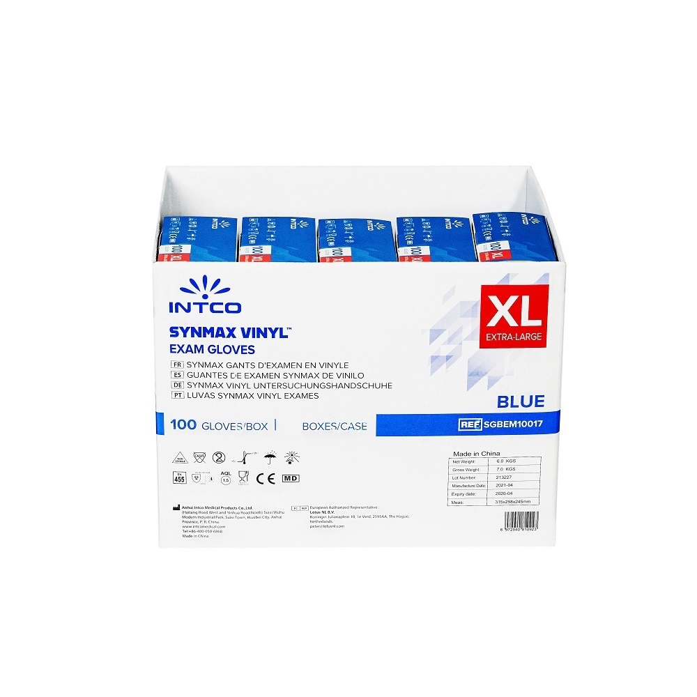 Комплект от 5 кутии Винилови ръкавици за еднократна употреба Intco ...