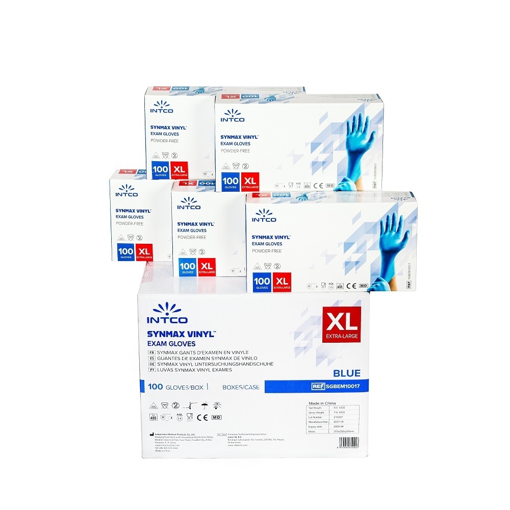 Комплект от 5 кутии Винилови ръкавици за еднократна употреба Intco ...