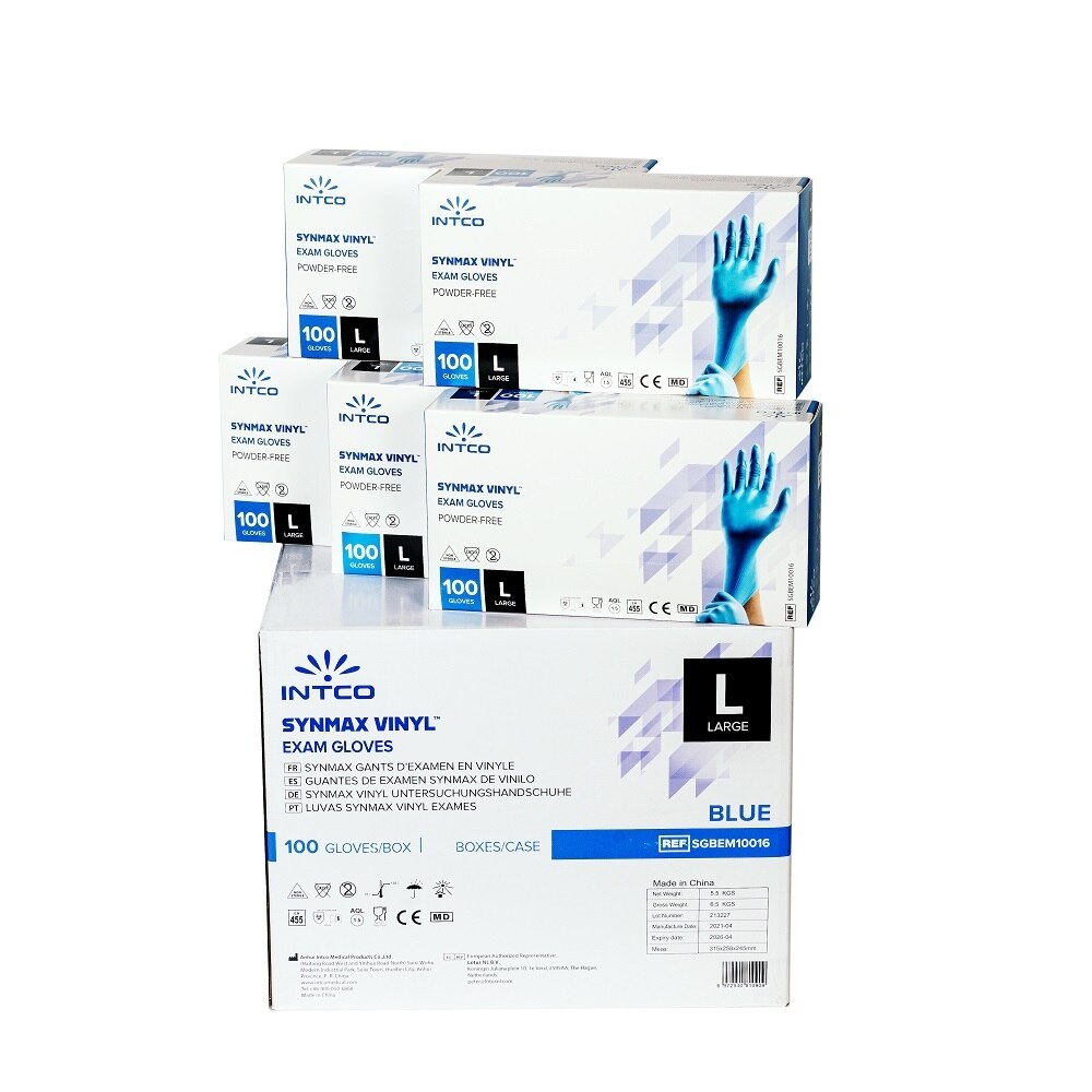 Комплект от 5 кутии Винилови ръкавици за еднократна употреба Intco ...