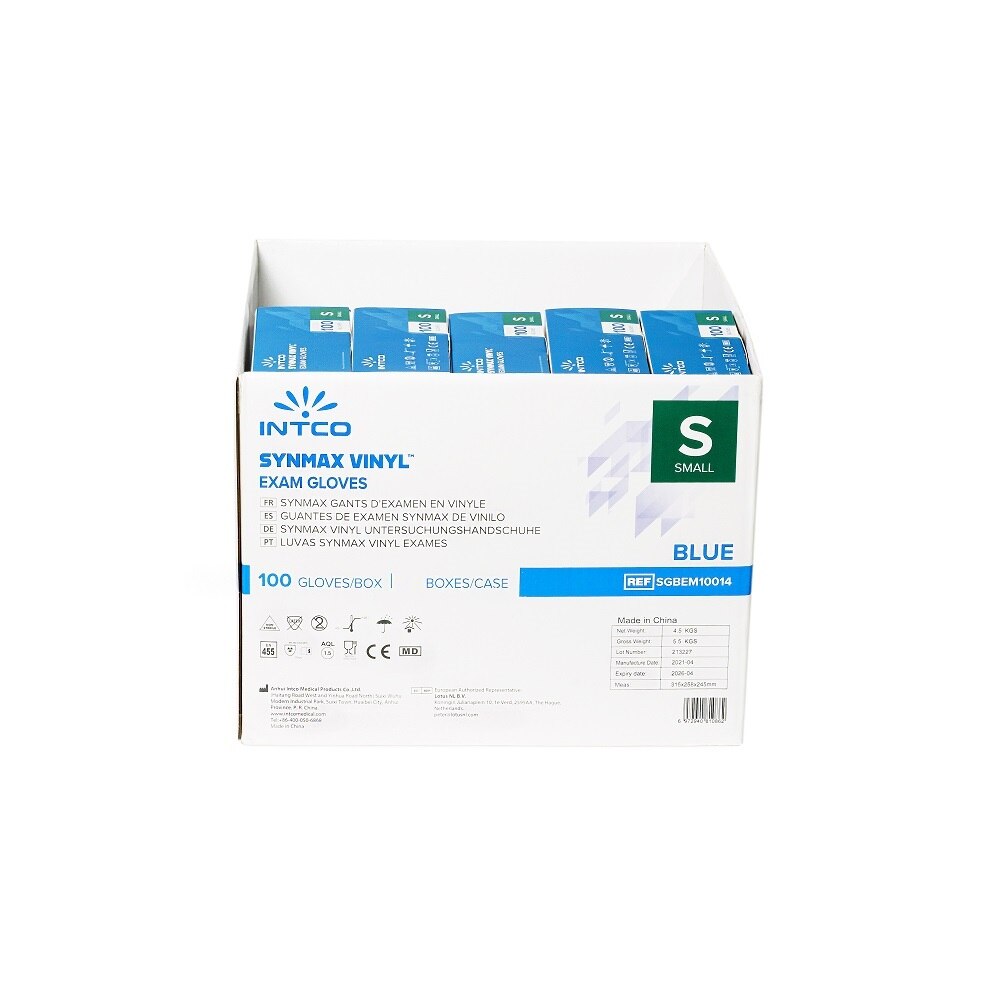 INTCO Synmax Vinyl eldobható vizsgálati kesztyű, 5 dobozos készlet ...
