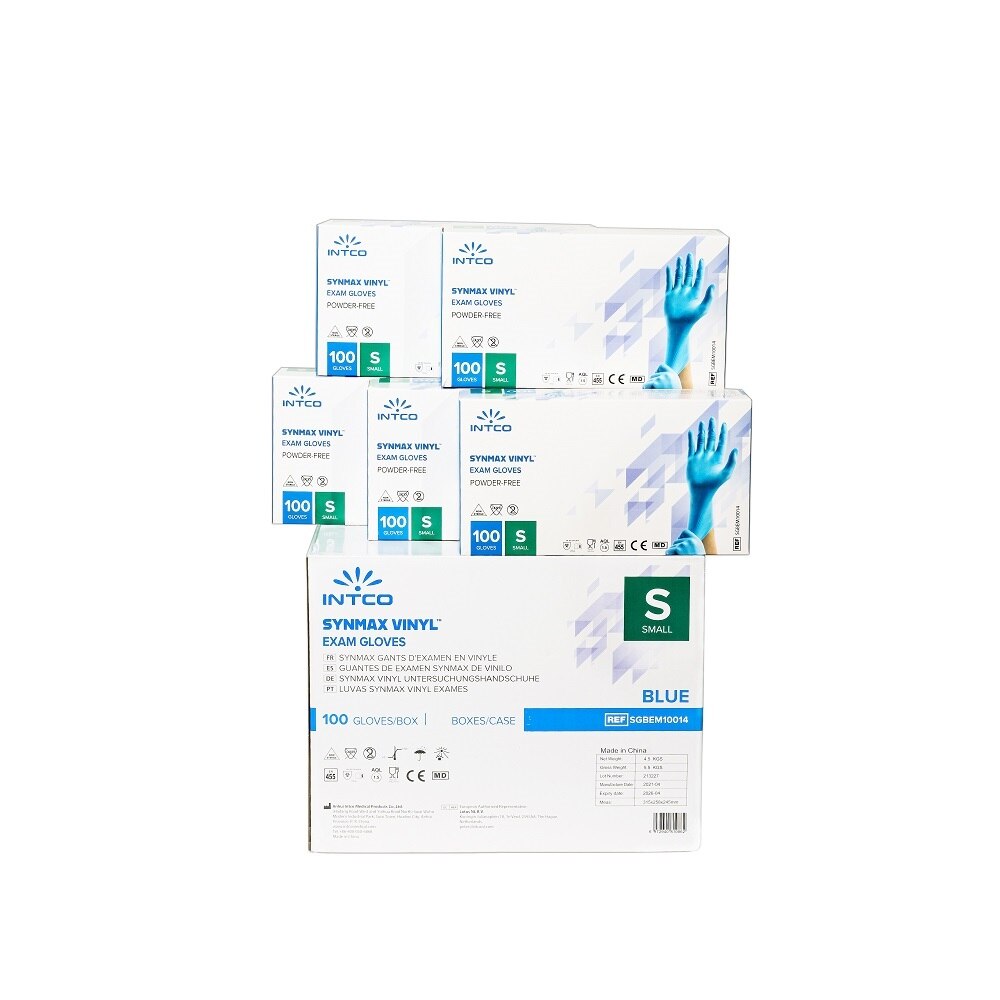 Комплект от 5 кутии Винилови ръкавици за еднократна употреба Intco ...