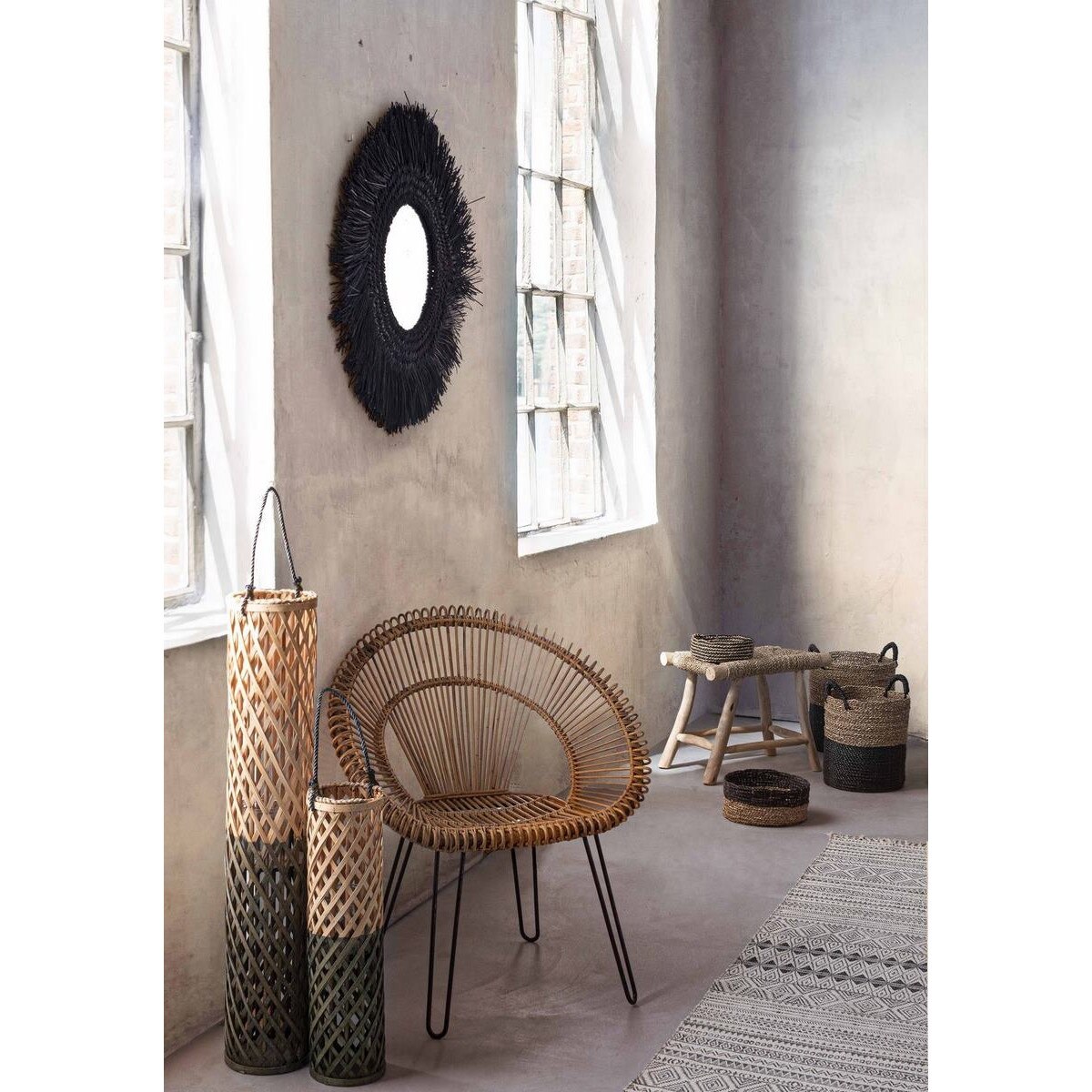 Felinar suspendabil bambus natur verde Layla Ø 17 cm x 60 h / 81 h ...