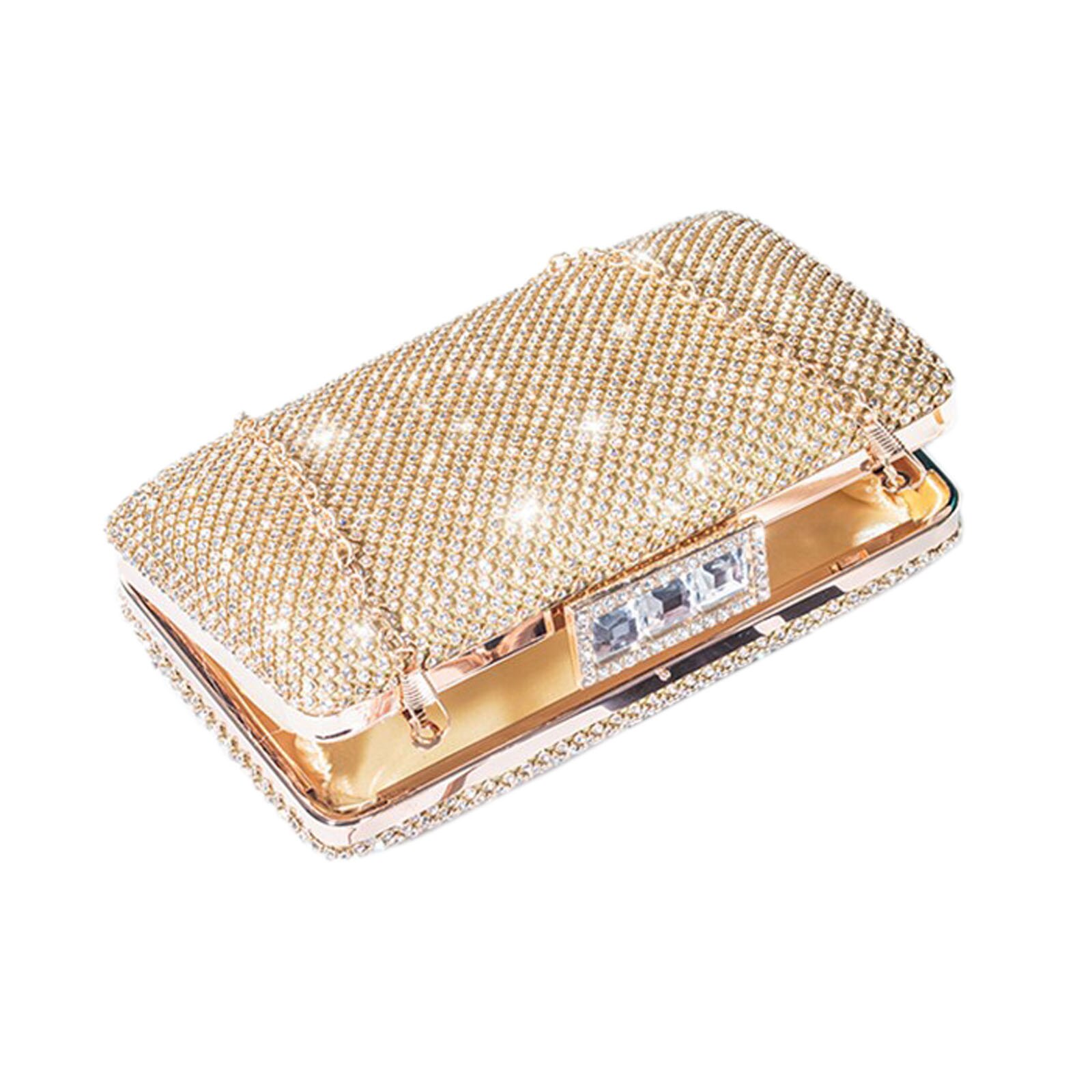 Poseta plic, Sintetic, De mana, Auriu, Cristale, 18 x 10cm, 385g - eMAG.ro