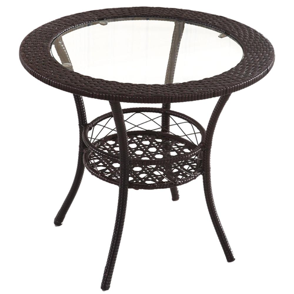 Masuta Rotunda Bistro Caffe cu Blat din Sticla si Poliratan pentru ...