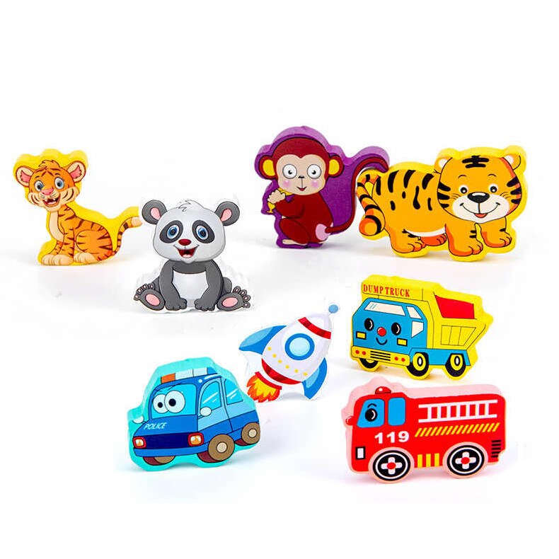 Joc educativ din lemn, 7 in 1, sortator de culori, animale salbatice ...