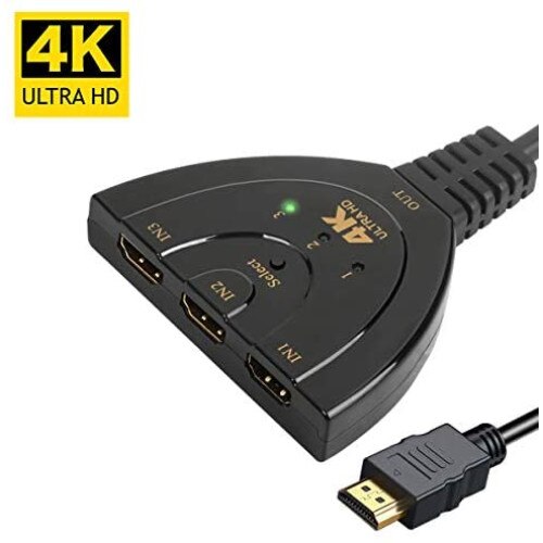 Hub 4K Switch HDMI, 3 porturi, Full HD 1080P 3D, cu cablu HDMI, Rata de ...